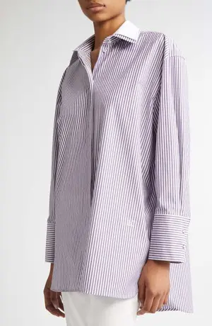Max Mara Tubinga Stripe Stretch Cotton Button-up Shirt