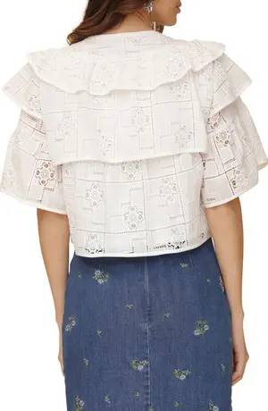 Avec Les Filles Ruffle Tiered Crop Top