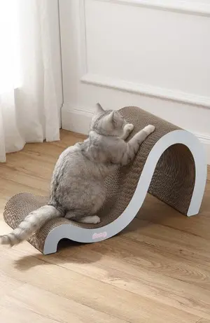 THE LICKER STORE Kona 27" Modern Cardboard Double-sided Wave Cat Scratcher With Catnip