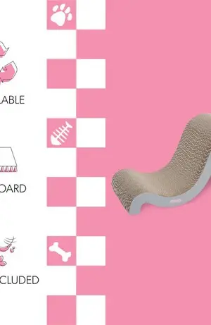 THE LICKER STORE Kona 27" Modern Cardboard Double-sided Wave Cat Scratcher With Catnip