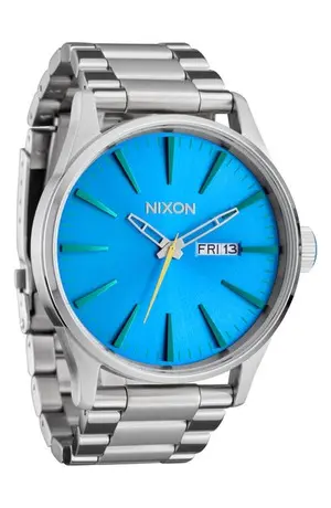 Nixon Sentry Bracelet Watch - Silver / Byron Blue Ombre