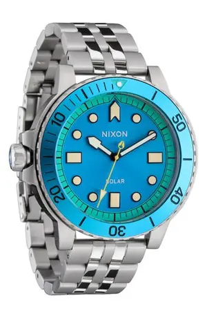 Nixon The Stinger Solar Bracelet Watch - Silver / Byron Blue / Green