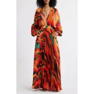 SANI Name' Sia Pleated Long Sleeve Gown