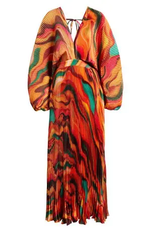 SANI Name' Sia Pleated Long Sleeve Gown