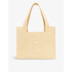 Loewe X Paula's Ibiza Medium Logo-print Raffia-blend Top-handle Bag