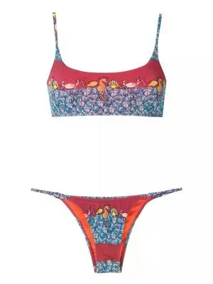 AMIR SLAMA Animal Print Bikini Set - Blue