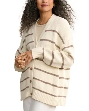 Jenni Kayne Chloe Striped Cardigan - Ivory/taupe