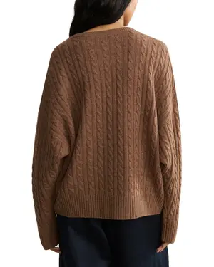Jenni Kayne Nell Cable Knit V-neck Sweater - Coffee