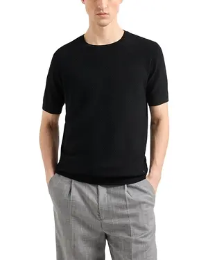 Emporio Armani Virgin Wool Short Sleeve Sweater - Black
