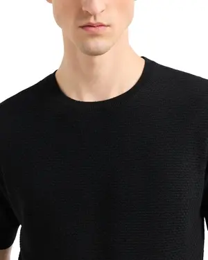 Emporio Armani Virgin Wool Short Sleeve Sweater - Black