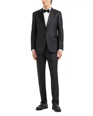 Emporio Armani G Line Regular Fit Single Breasted Peak Lapel Tuxedo In Wool Silk Blend Black Beauty