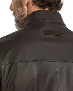 Zegna Nappa Leather Bomber Jacket - Dark Brown