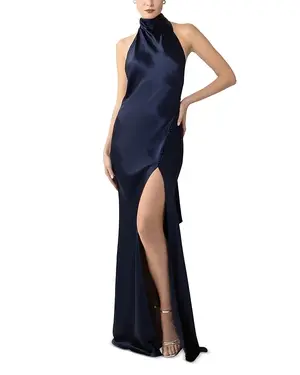 Navy Satin Gown