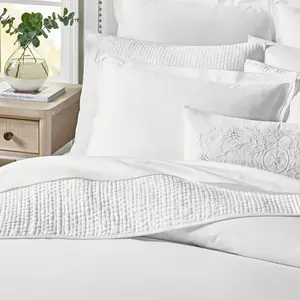 SKY Tipped Double Flange Percale Duvet Cover Set, Twin Exclusive - White
