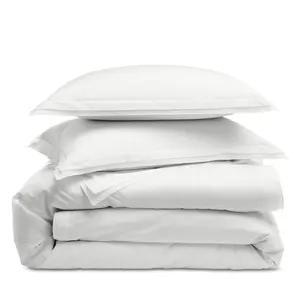 SKY Tipped Double Flange Percale Duvet Cover Set, Twin Exclusive - White
