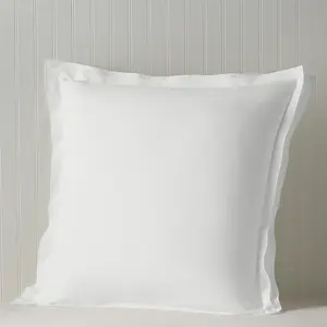 SKY Tipped Double Flange Percale Sham Set, Euro Exclusive - White