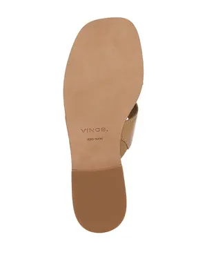 Vince Meyers Leather Slide Sandals - Light Sable