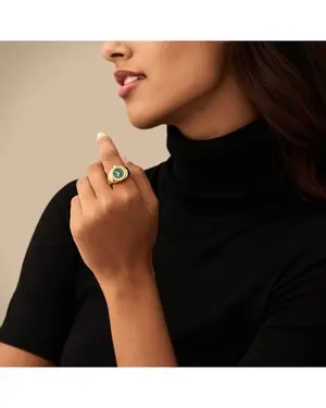Fossil Ring Watch, 15mm - Green/gold