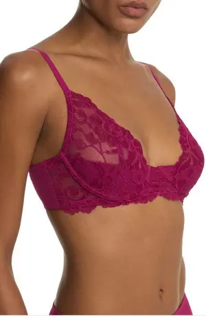 Natori Peony Unlined Lace Underwire Bra - Dark Raspberry
