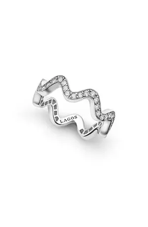 Lagos Caviar Spark Diamond Wave Eternity Ring - Silver