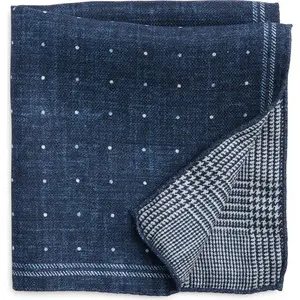 JACK VICTOR Gillis Reversible Silk Pocket Square - Navy