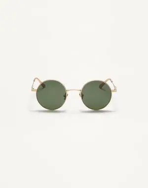 Valentino Garavani Round Metal Frame Sunglasses - Gold/green