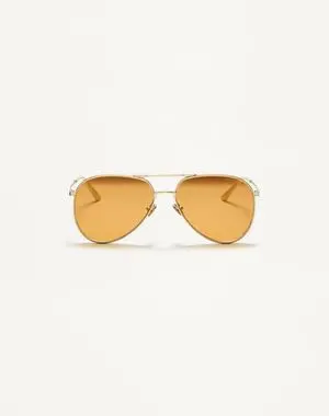 Valentino Garavani Metal Aviator Sunglasses - Gold/amber