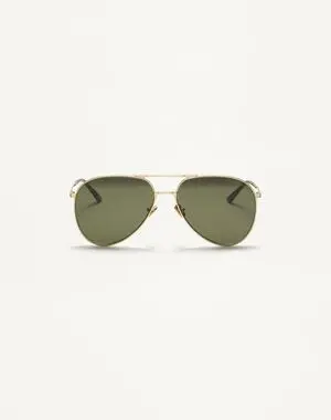Valentino Garavani Metal Aviator Sunglasses - Gold/green
