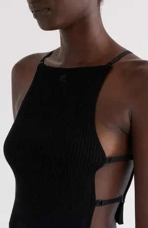 COURREGES Open Side Rib Knit Tank