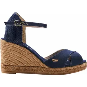 VISCATA Aiguablava Canvas Espadrille Wedge Sandals Navy