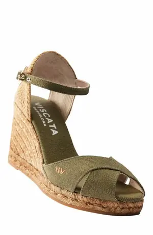 VISCATA Aiguablava Canvas Espadrille Wedges - Olivegreen