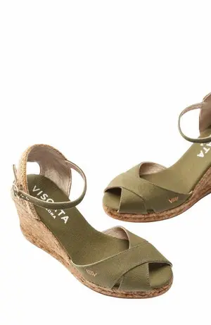 VISCATA Aiguablava Canvas Espadrille Wedges - Olivegreen