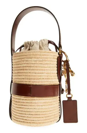 Chloé Small Kerala Straw And Leather Bucket Bag