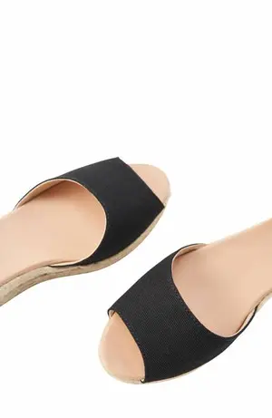 VISCATA Cavall Canvas Espadrille Wedge Sandals - Black