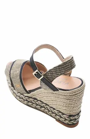 VISCATA Empuria Canvas Espadrille Sandal Wedges - Black