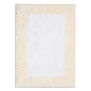 Aqua Bordered Bath Rug Exclusive - Ivory