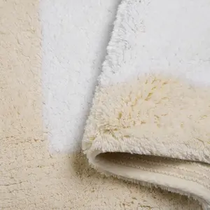 Aqua Bordered Bath Rug Exclusive - Ivory