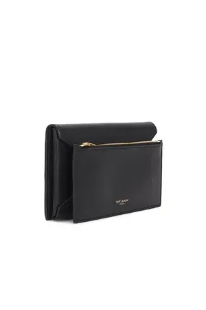 Saint Laurent Large Flap Wallet In Black - Nero