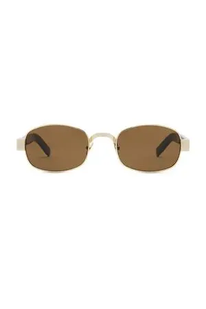 Saint Laurent Metallic Rectangular Sunglasses - Gold  Black  & Brown