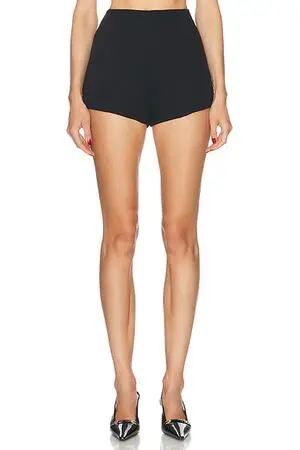 EAVES Naftali Polished Crepe Mini Shorts - Black