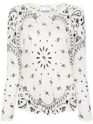 KUJTEN Mela Bandana-print Jumper - White