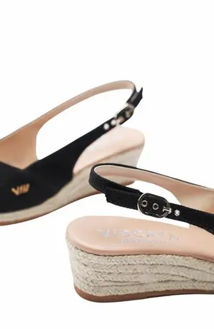 VISCATA Premia Canvas Espadrille Wedges - Black