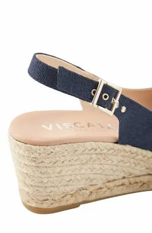 VISCATA Gavina Canvas Espadrille Wedge Sandals - Navy Blue