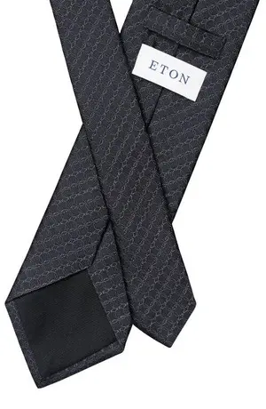 Eton Geometric Silk Neck Tie - Black