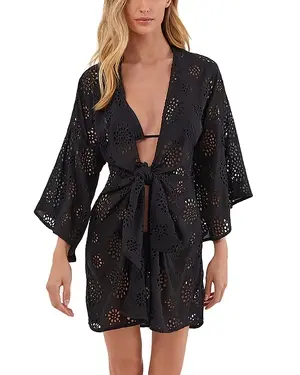 VIX PAULA HERMANNY Perola Eyelet Swim Cover-up - Black