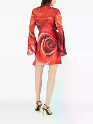 Roberto Cavalli Rose-print Mini Dress