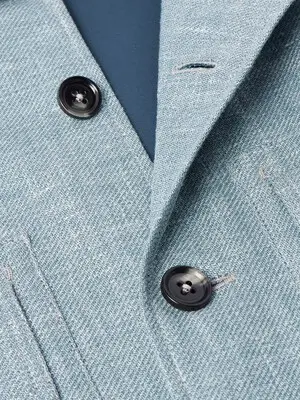 Zegna Leather-trimmed Woven Overshirt - Blue