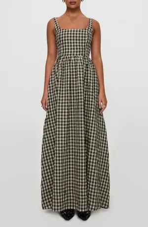 Princess Polly Cartmel Gingham Check Maxi Dress - Black