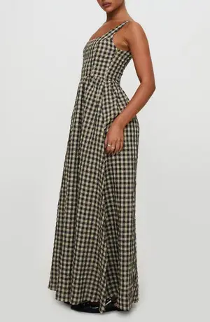 Princess Polly Cartmel Gingham Check Maxi Dress - Black