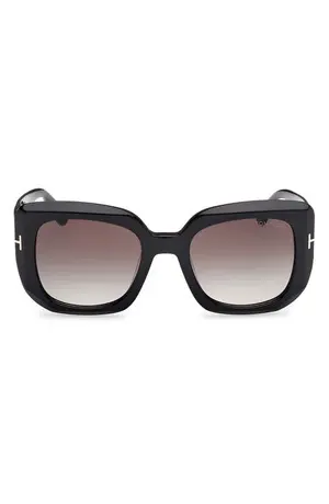 TOM FORD Carla Square Sunglasses - Shiny Black Eco / Smoke Lenses